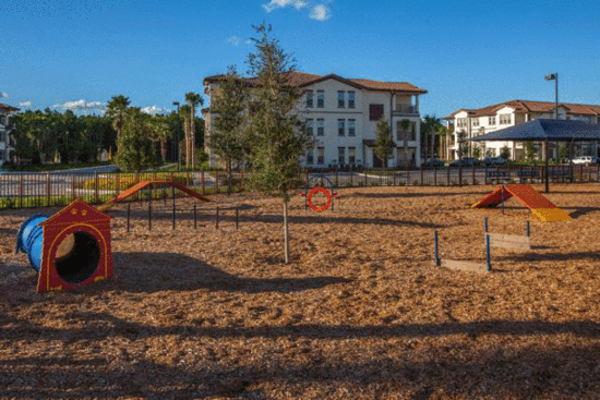 Woof Fiber™ Engineered Wood Fiber Dog Park Surfacing