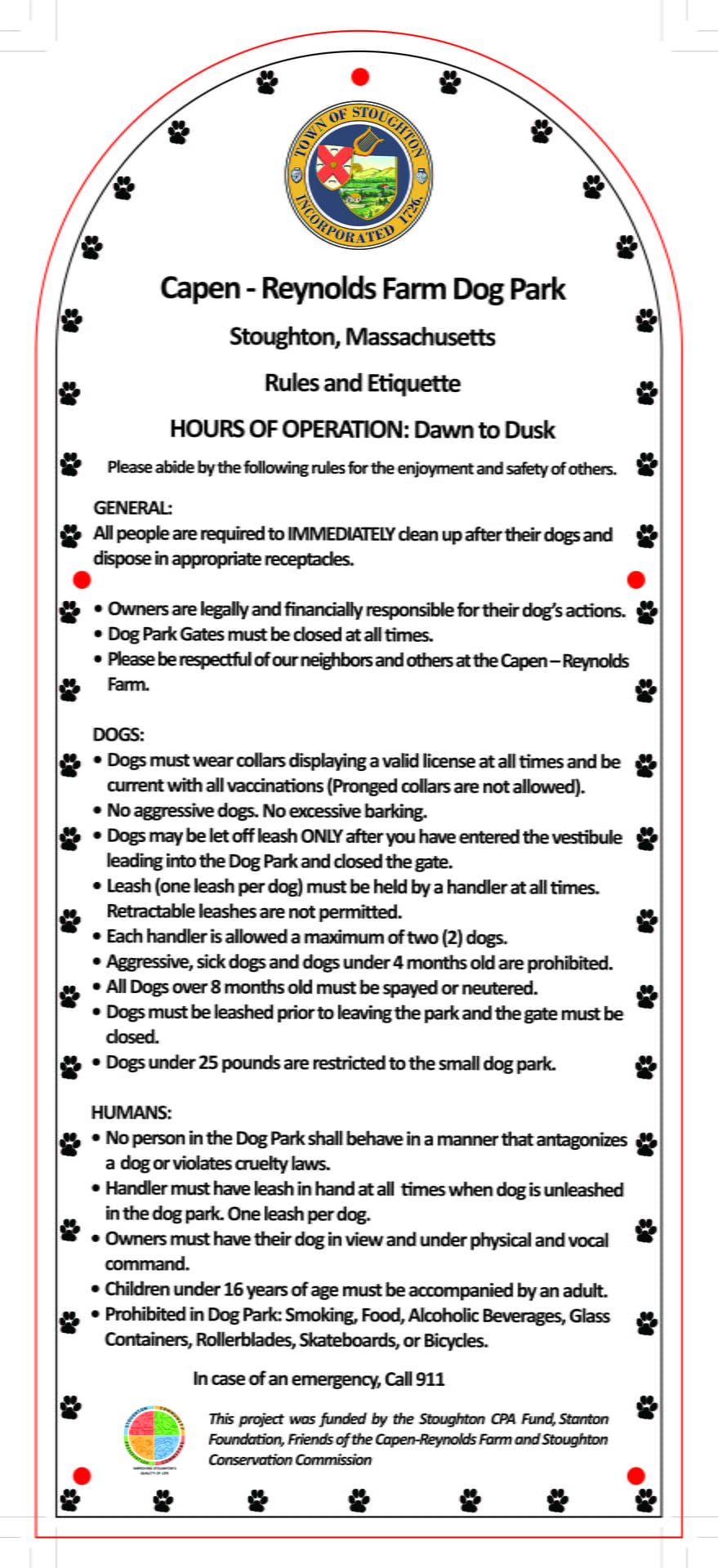 Custom Dog Park Rules Sign